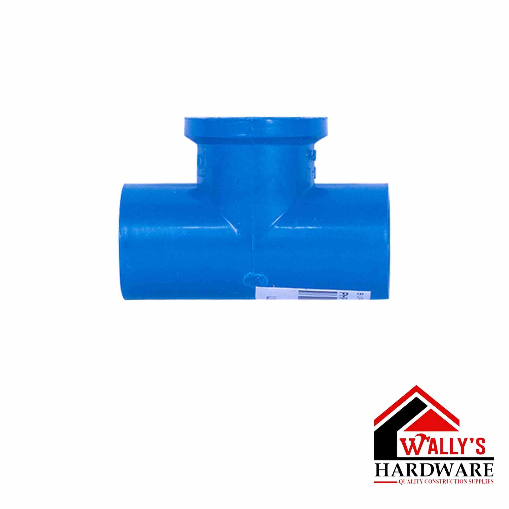PVC Blue Tee With Thread – Wally's Hardware